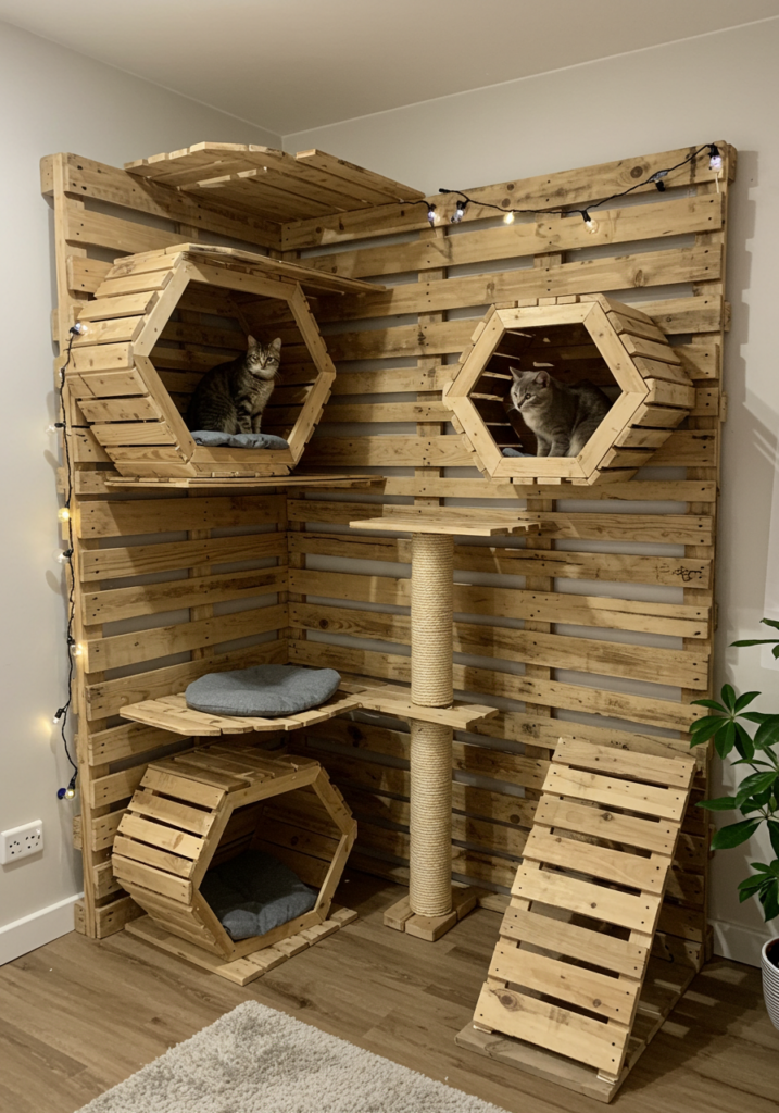 DIY Cat Castle Turn Wooden Pallets into a Colorful Kitty Dream Home ...